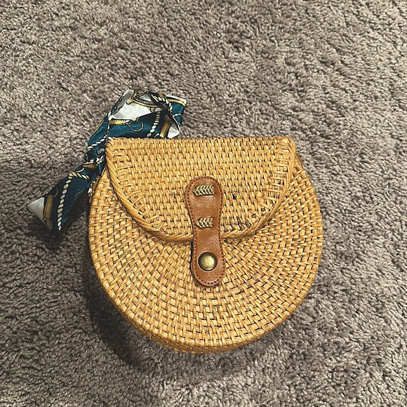 Bags | New Natural Neo Handwoven Round Rattan Bag Shoulder Leather ...